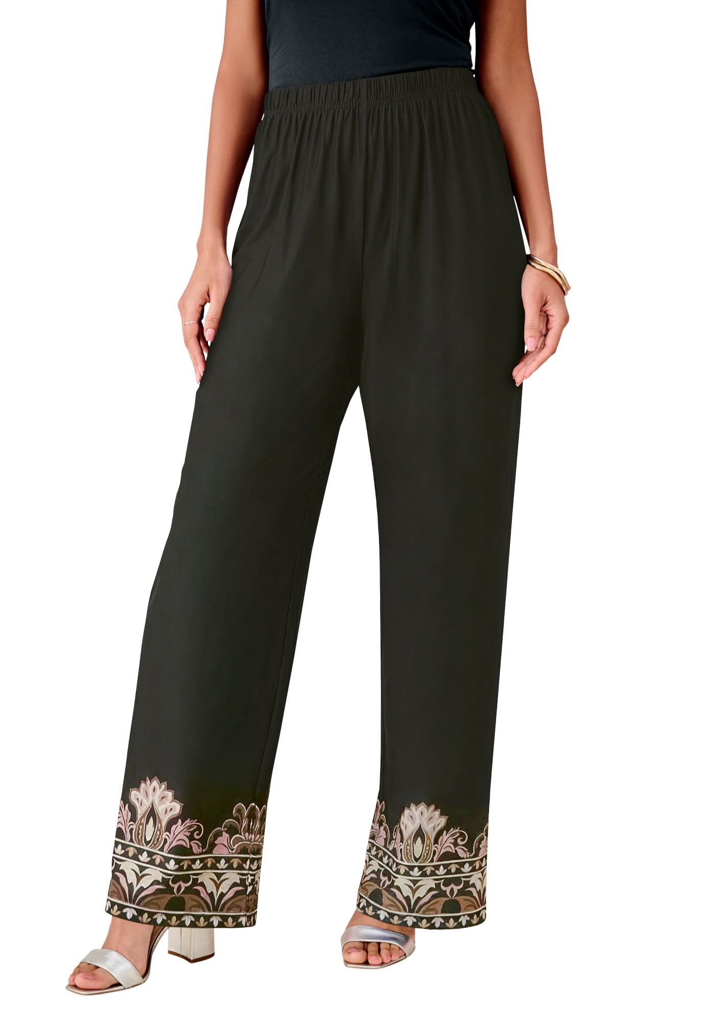 Roaman's Women's Plus Size Ultrasmooth Fabric Wide-Leg Pant - Walmart.com
