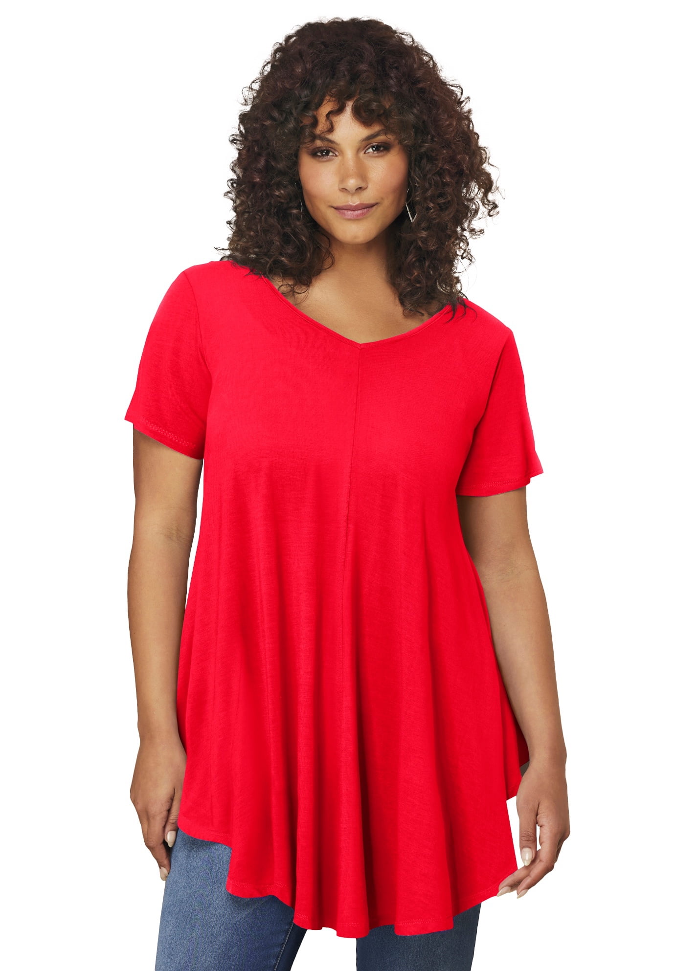 Roaman's Women's Plus Size Ultra Drape V Neck Swing Tunic - Walmart.com