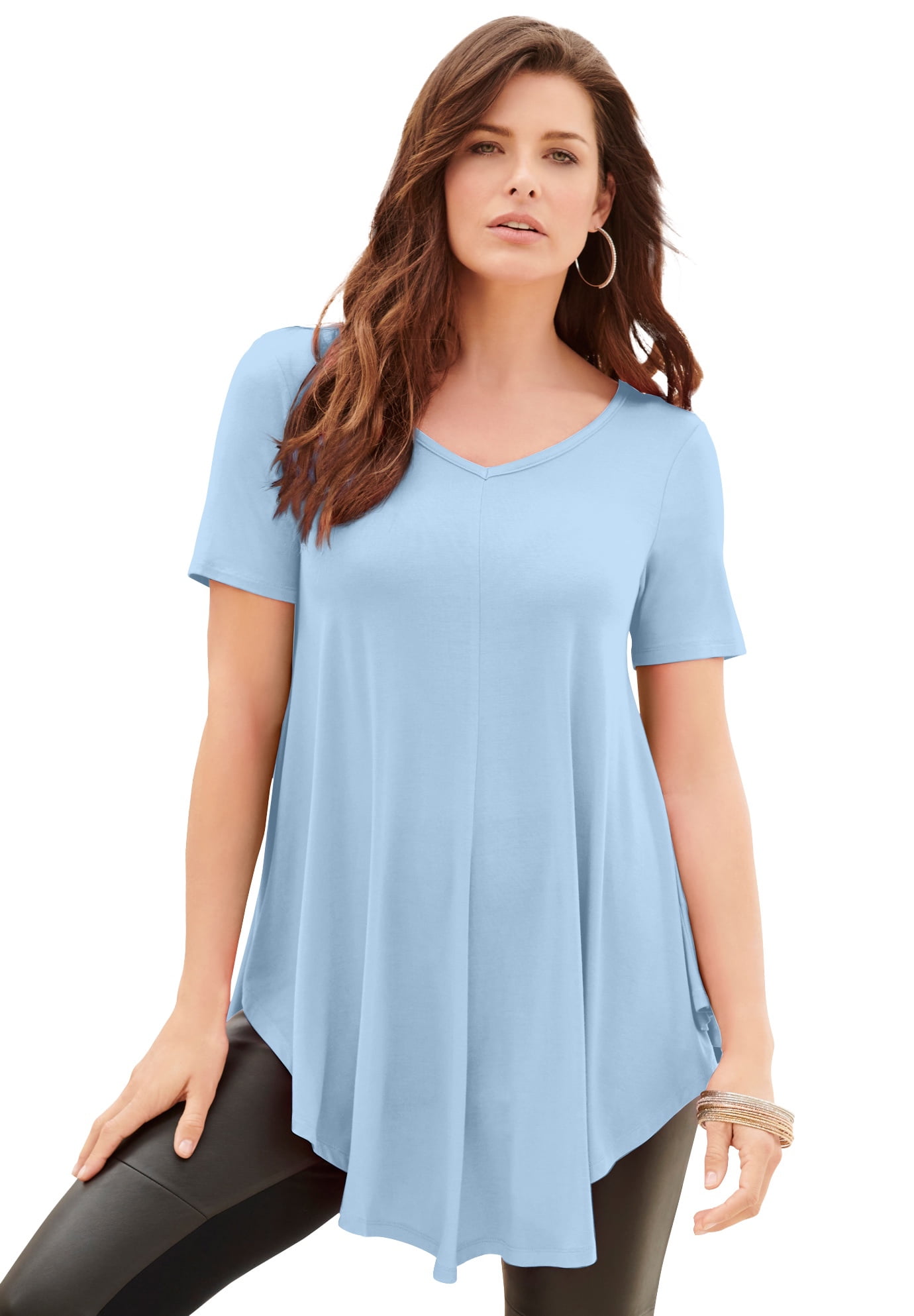 Roaman's Women's Plus Size Ultra Drape V Neck Swing Tunic - Walmart.com