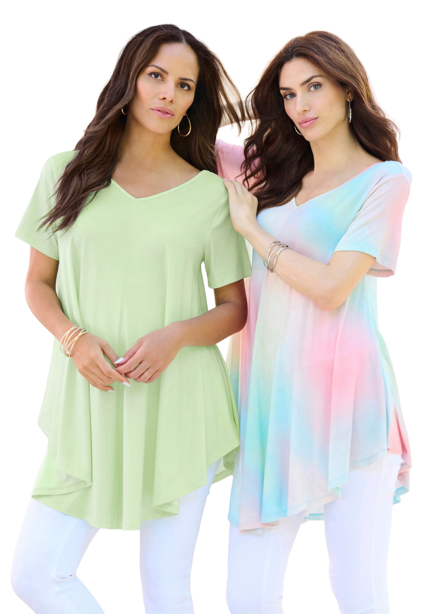 Roaman's Women's Plus Size Ultra Drape V-Neck Swing Tunic Top - Walmart.com