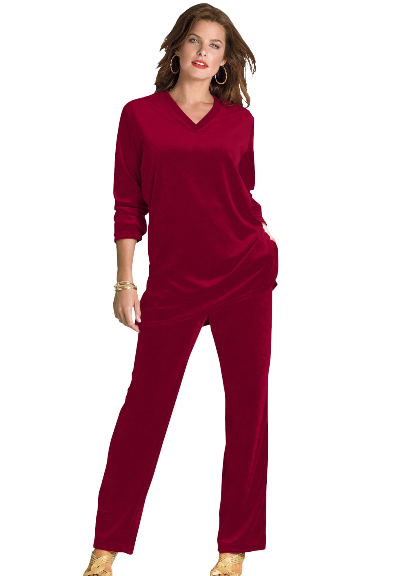 Roaman's Women's Plus Size Velour Jogger Set - Walmart.com
