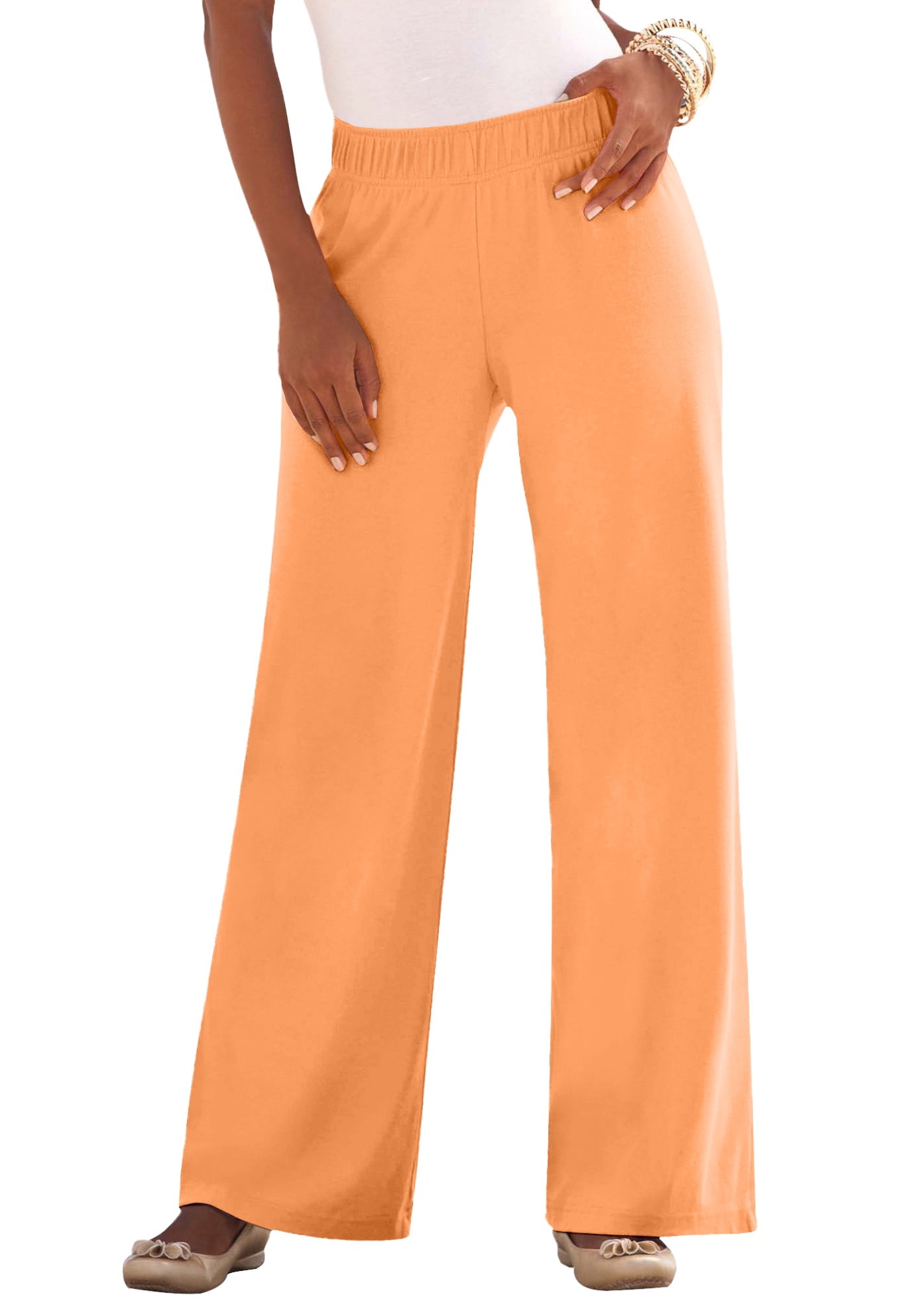 Roaman's Women's Plus Size Wide Leg Soft Knit Pant - Walmart.com