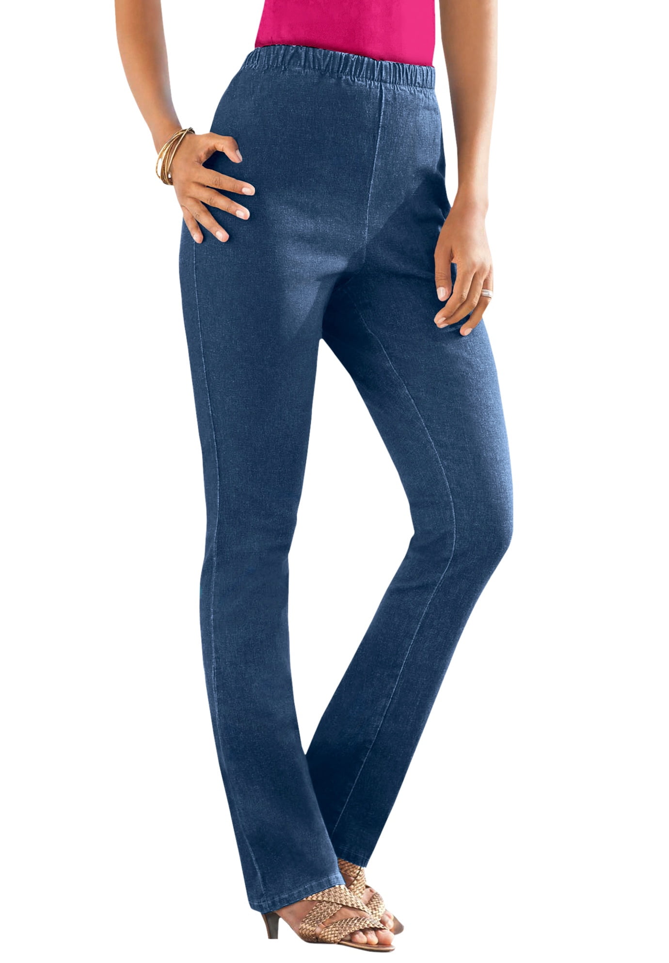 Roamans Women's Plus Size Petite Straight-Leg Comfort Stretch Jean Jean ...