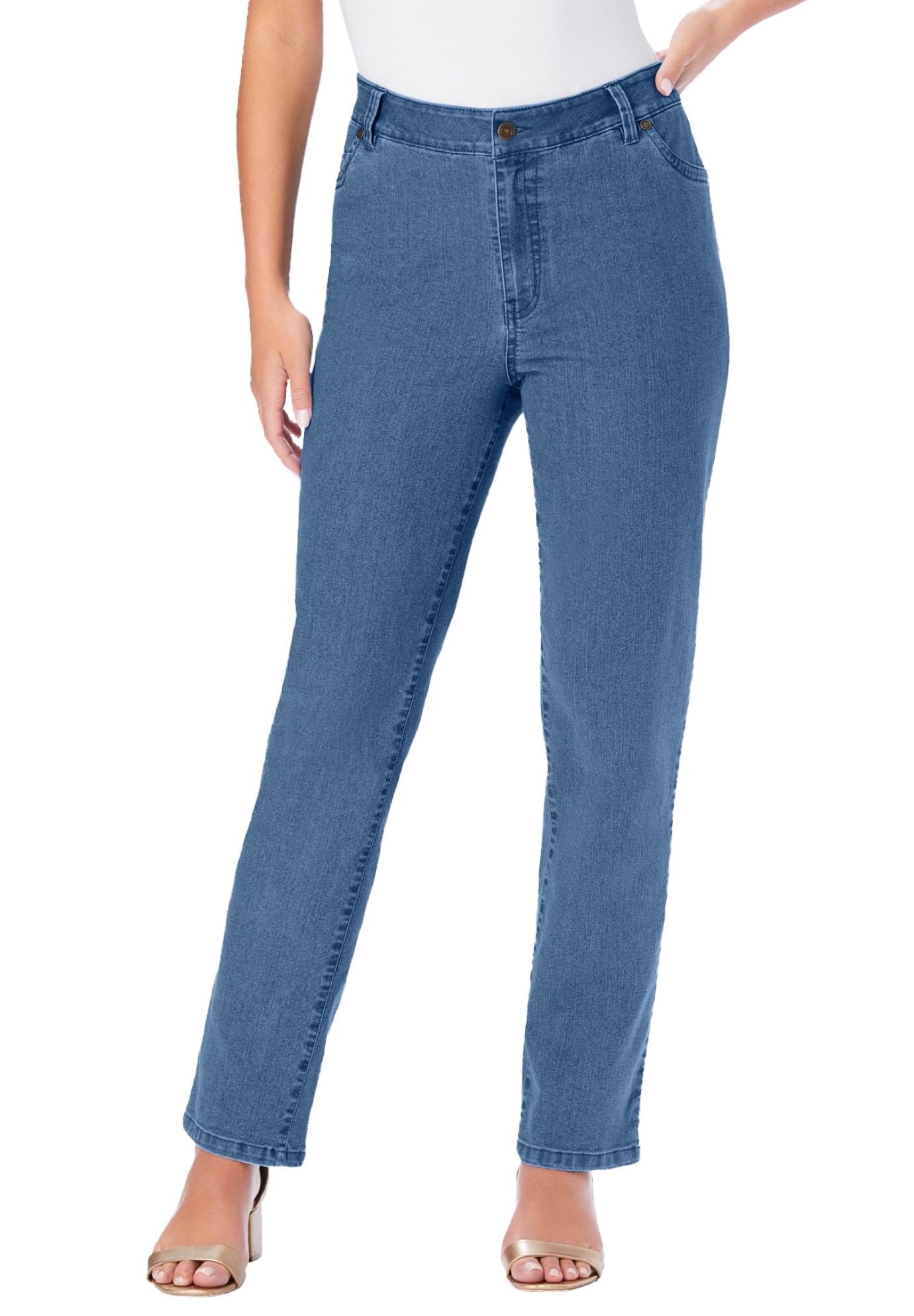 Roamans Womens Plus Size Straight Leg Jean With Invisible Stretch Jean