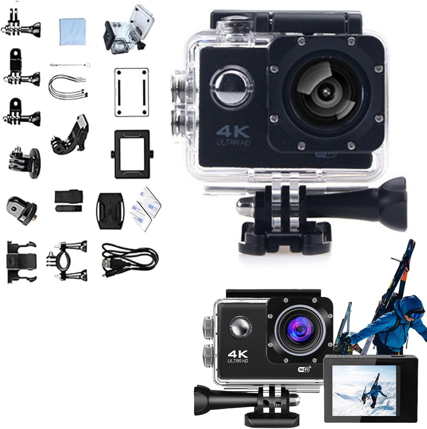 Roamix Vision+ 4K Action Camera, 4K WiFi Diving Sports Camera, DV HD ...