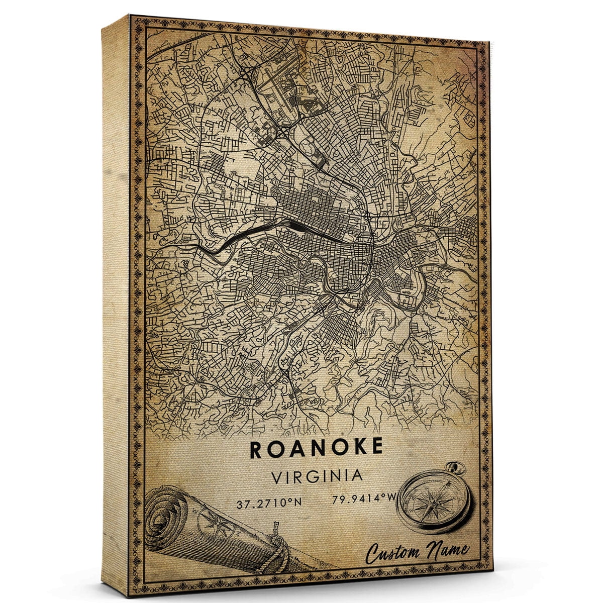 Roanoke Map Poster, Virginia Map Art Poster, Canvas, Roanoke Map City ...