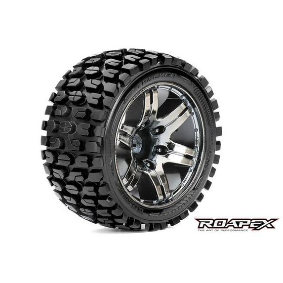 Roapex R/C R2002-CB2 Tracker 1/10 Stadium Truck Tire Chrome Black Wheel ...