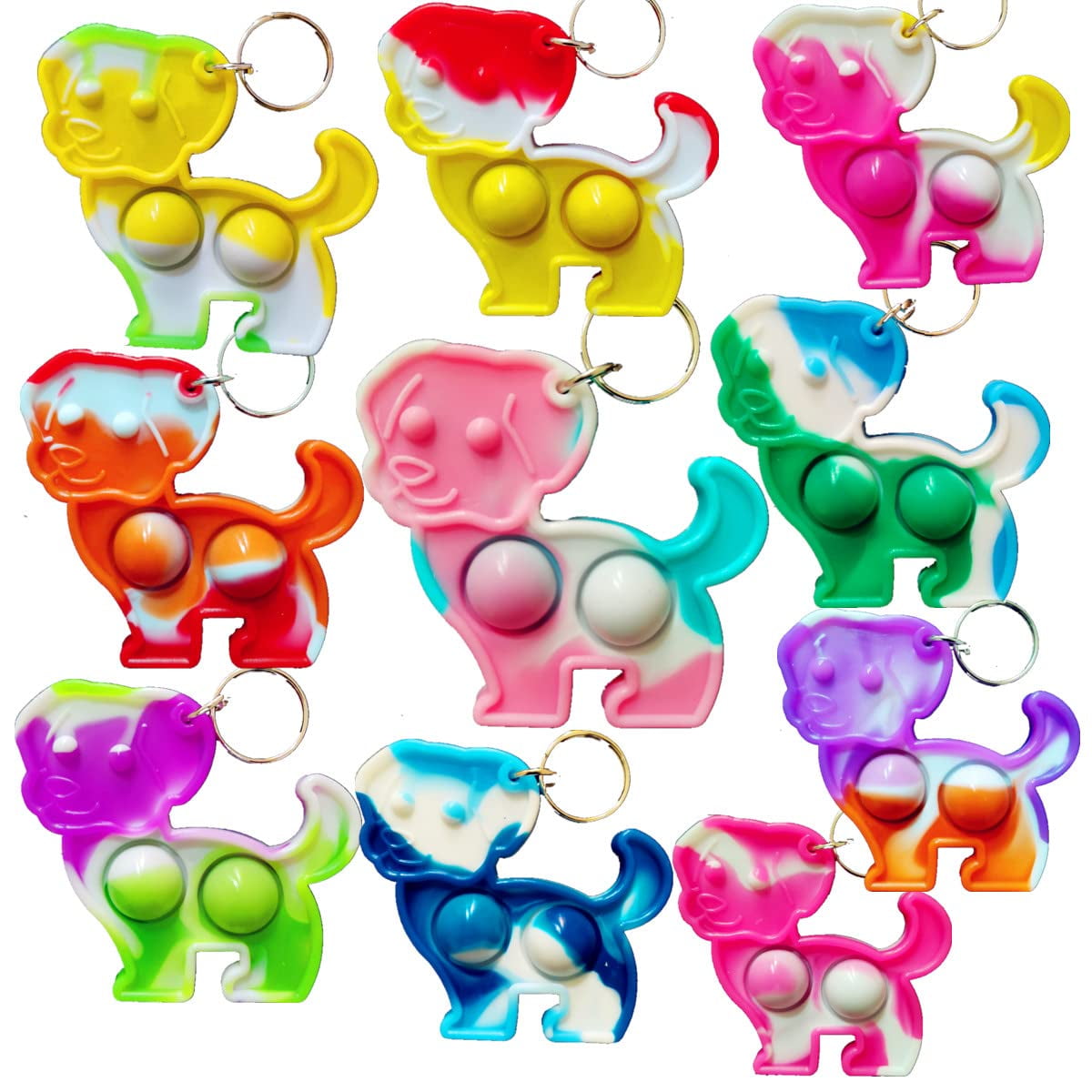 Roaqua 20 Packs Bulk Dogs Backpack Keychain Mini pop Fidget summer ...