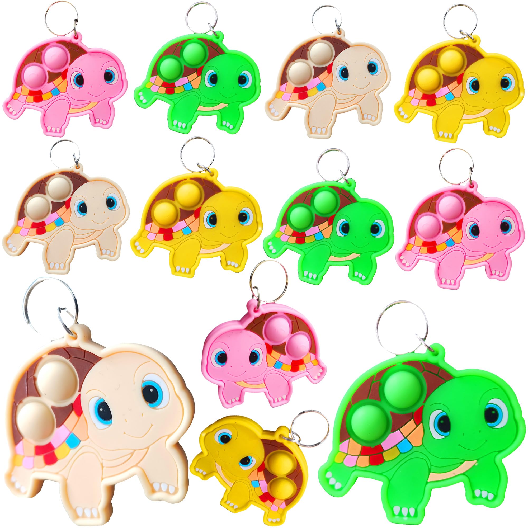 Roaqua 20 Packs Bulk MMF7 Turtle Mini Pop Keychain Fidget for Teens and ...