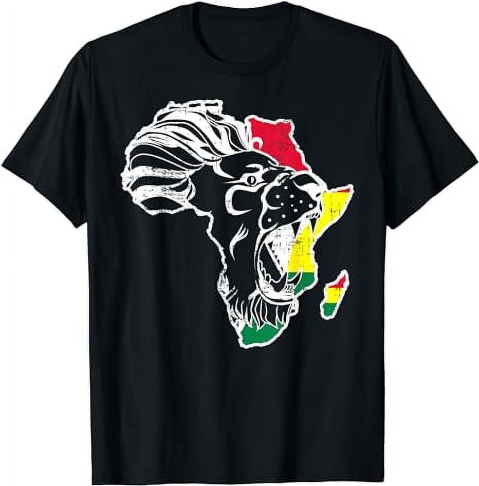 Roar Africa Map Lion Face Reggae Rasta Gift Design design T-Shirt ...