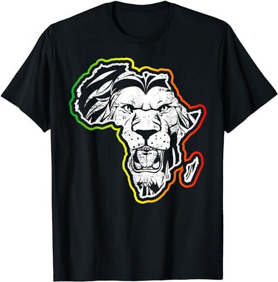 Roar Africa Map Lion Face Reggae Rasta Gift Design design T-Shirt ...