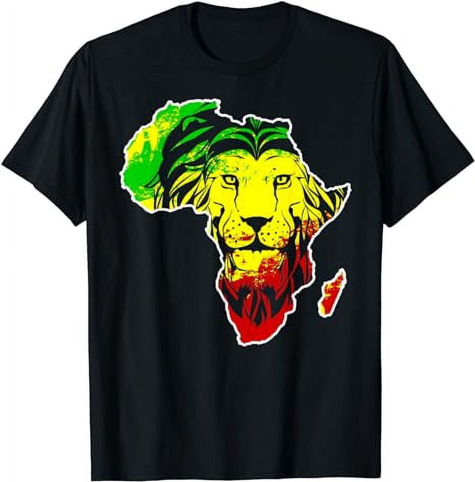 Roar Africa Map Lion Face Reggae Rasta Gift Design design T-Shirt ...