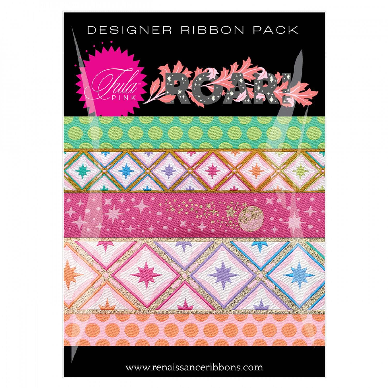 Roar Blush Designer Ribbon Pack by Tula Pink for Renaissance Ribbons ...