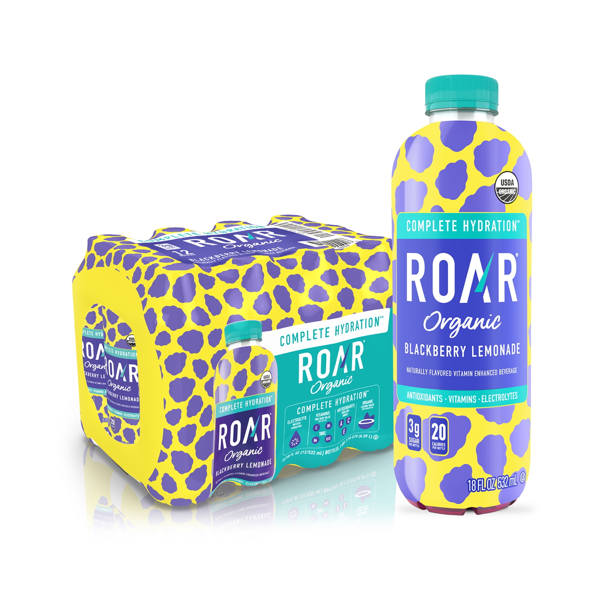 Roar Complete Hydration Organic - Blackberry Lemonade - 12 x 18 oz ...