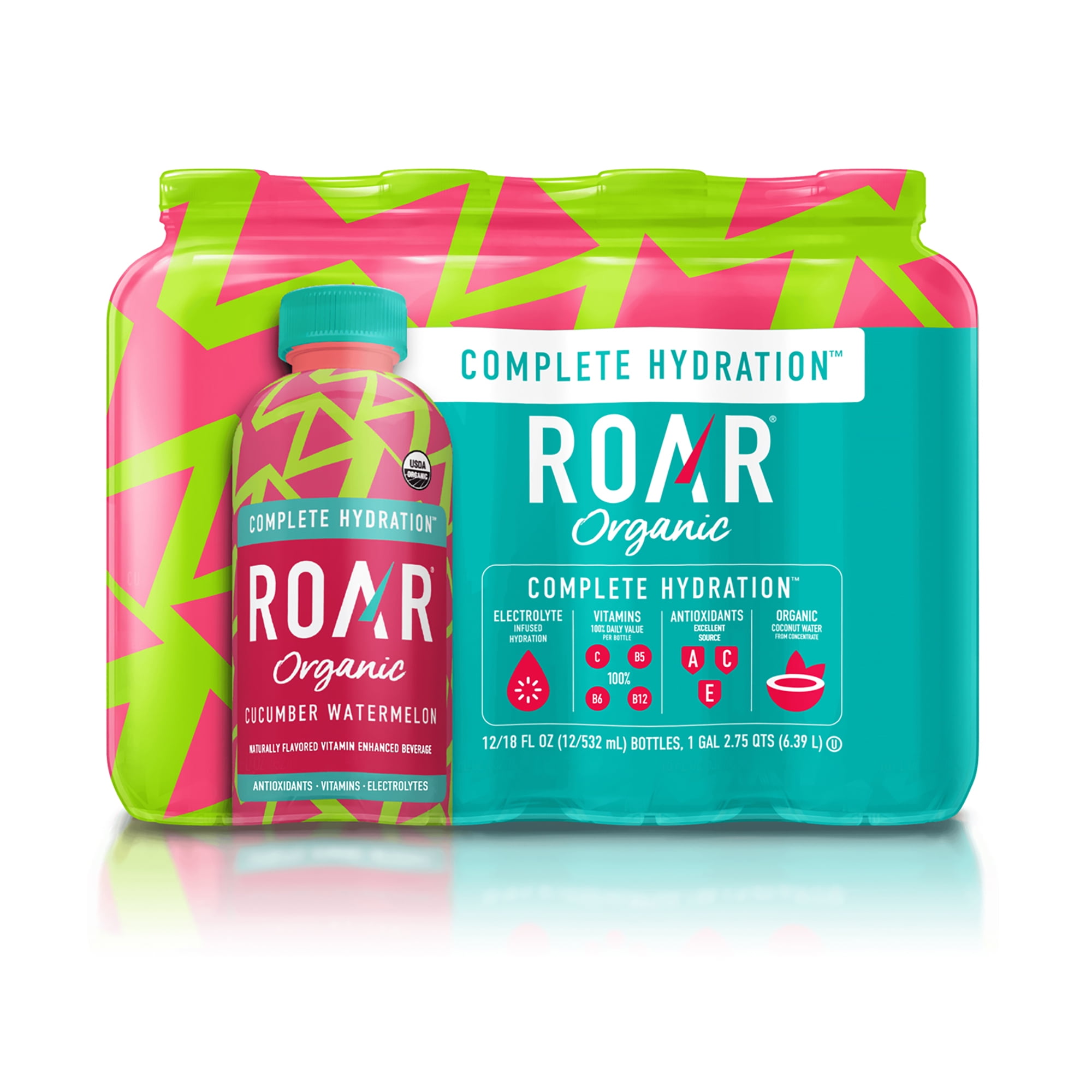 Roar Complete Hydration Organic - Cucumber Watermelon - 12 x 18 oz ...
