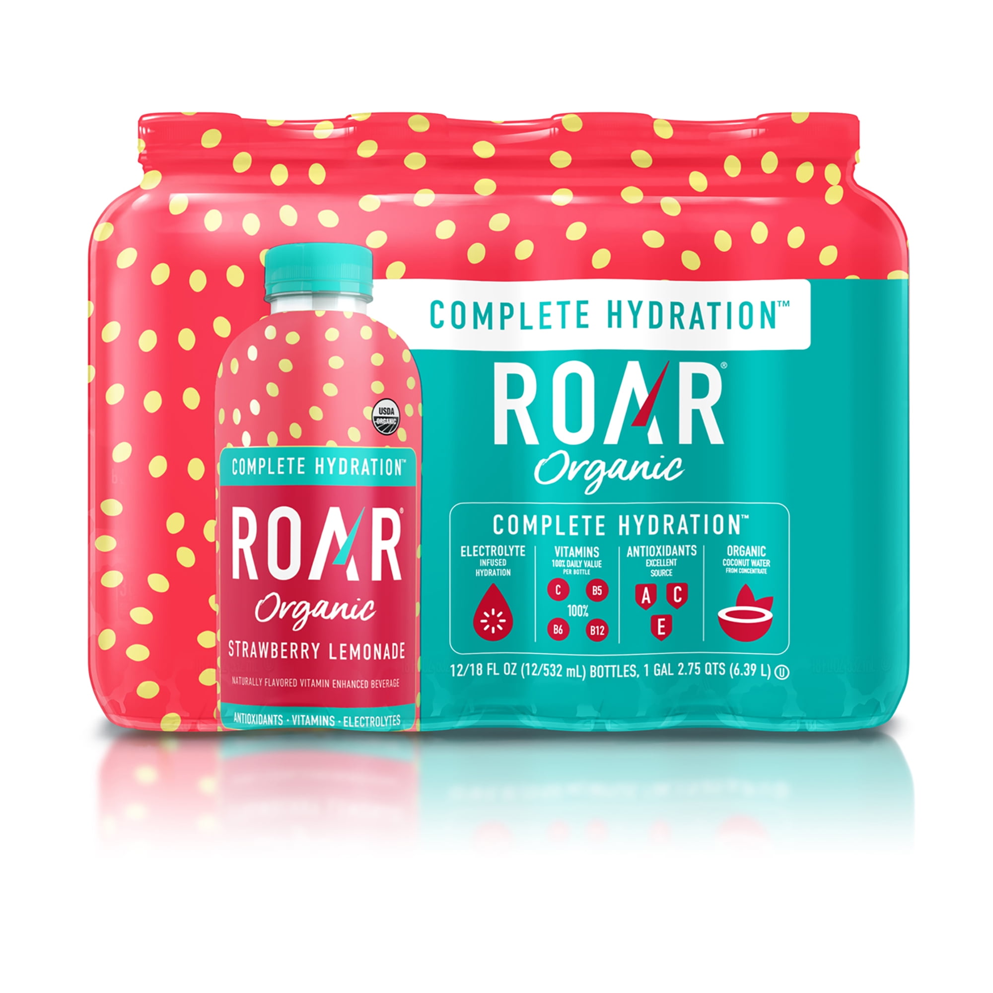 Roar Complete Hydration Organic - Strawberry Lemonade - 12 x 18 oz ...