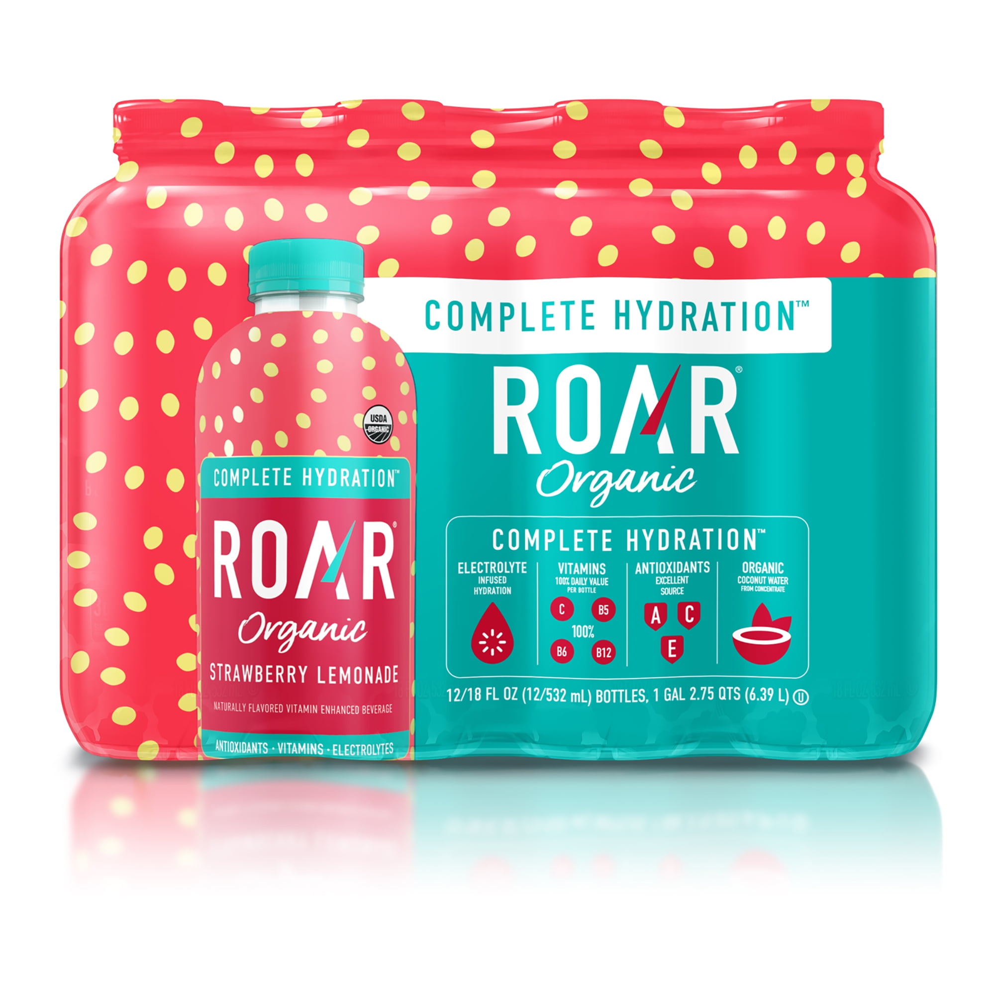 Roar Complete Hydration Organic - Strawberry Lemonade - 12 x 18 oz ...