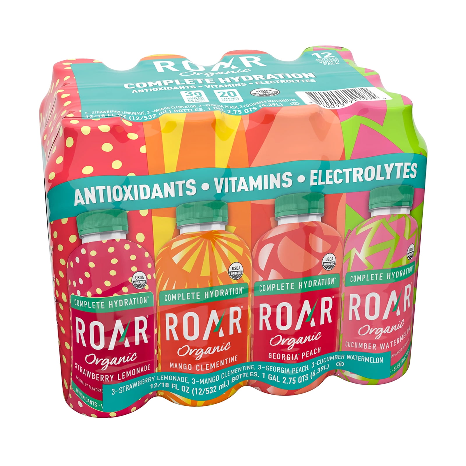 Roar Complete Hydration Organic Variety Pack - 12 x 18 oz - Walmart.com