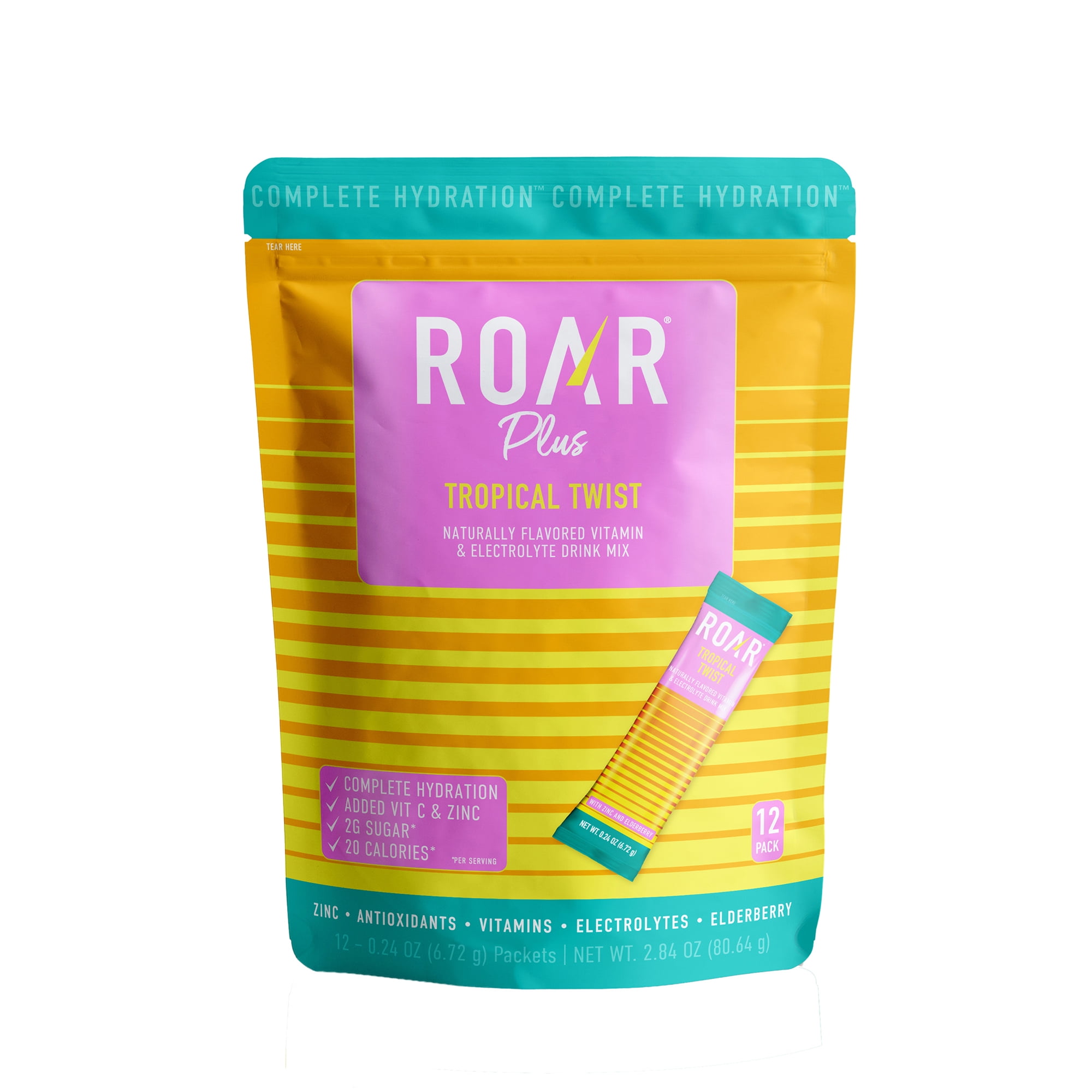 Roar Complete Hydration Powder Plus - Tropical Twist - 12 X 0.25 oz ...