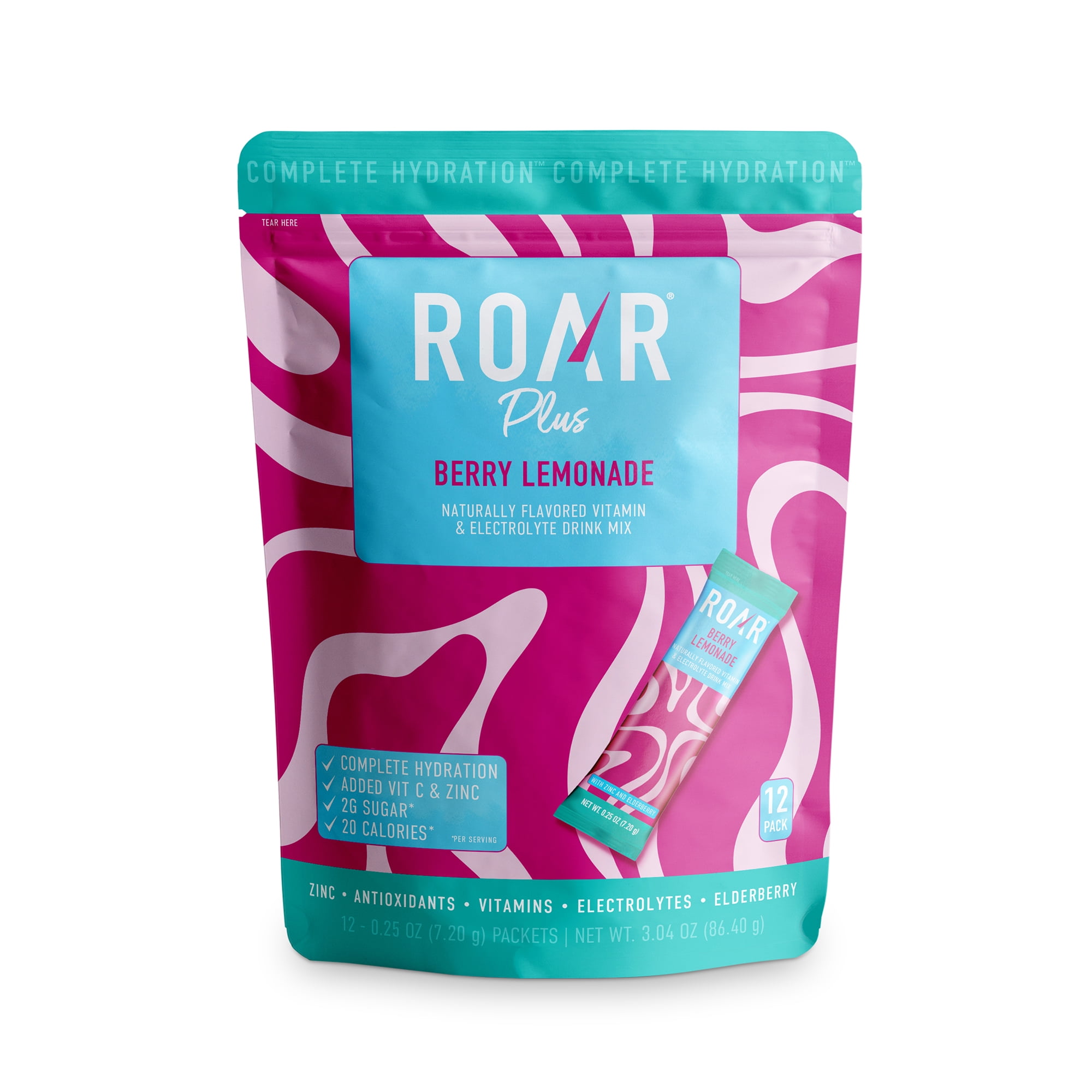 Roar Complete Hydration Powder Plus - Berry Lemonade - 12 X 0.25 oz ...
