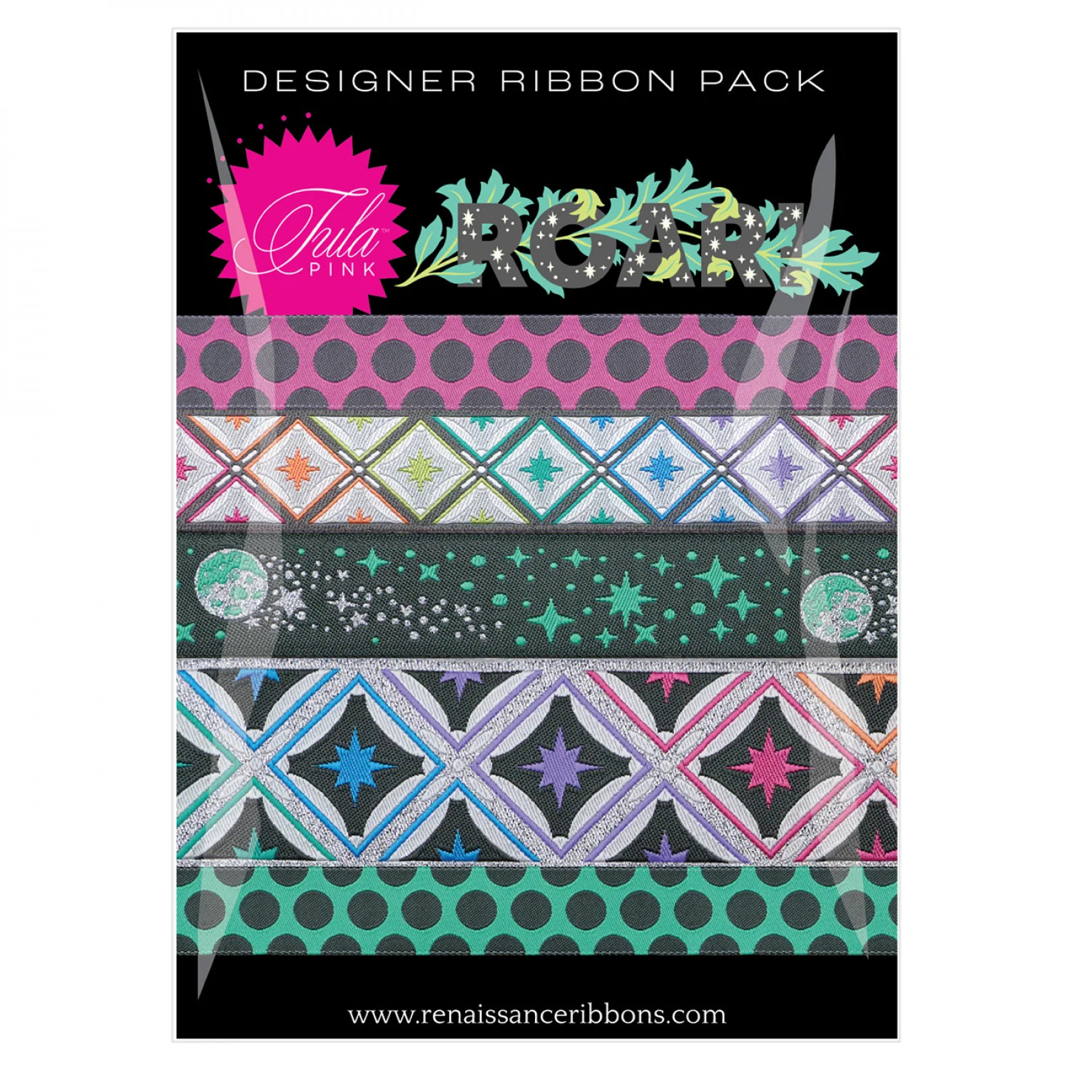 Roar in Storm Designer Ribbon Pack by Tula Pink for Renaissance Ribbons ...