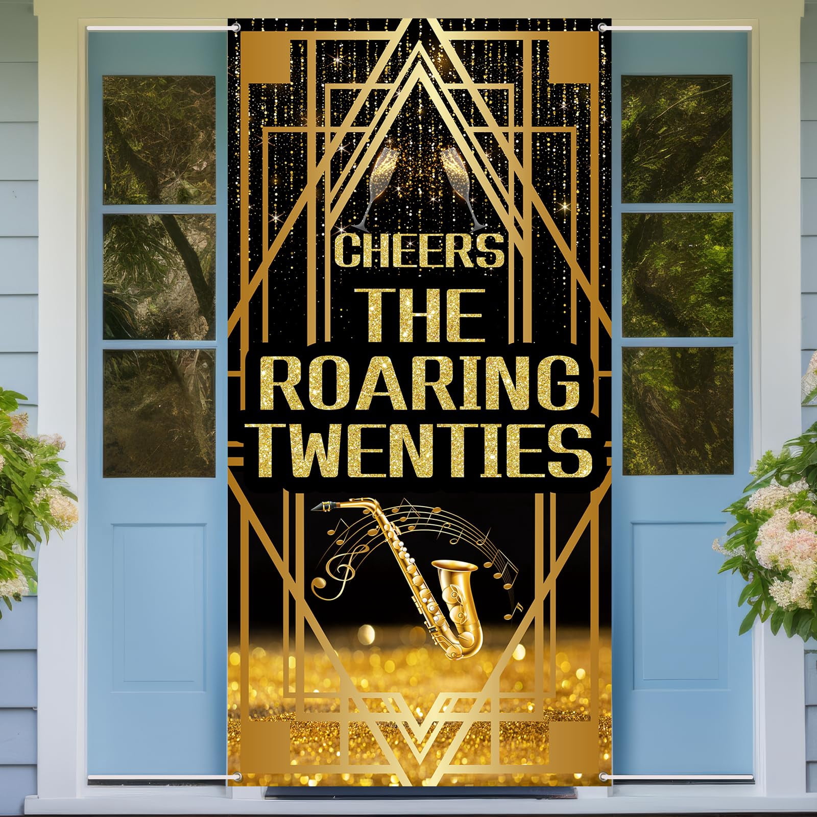 Roaring 1920's Party CORNET Door Banner Decorations Black and Gold ...