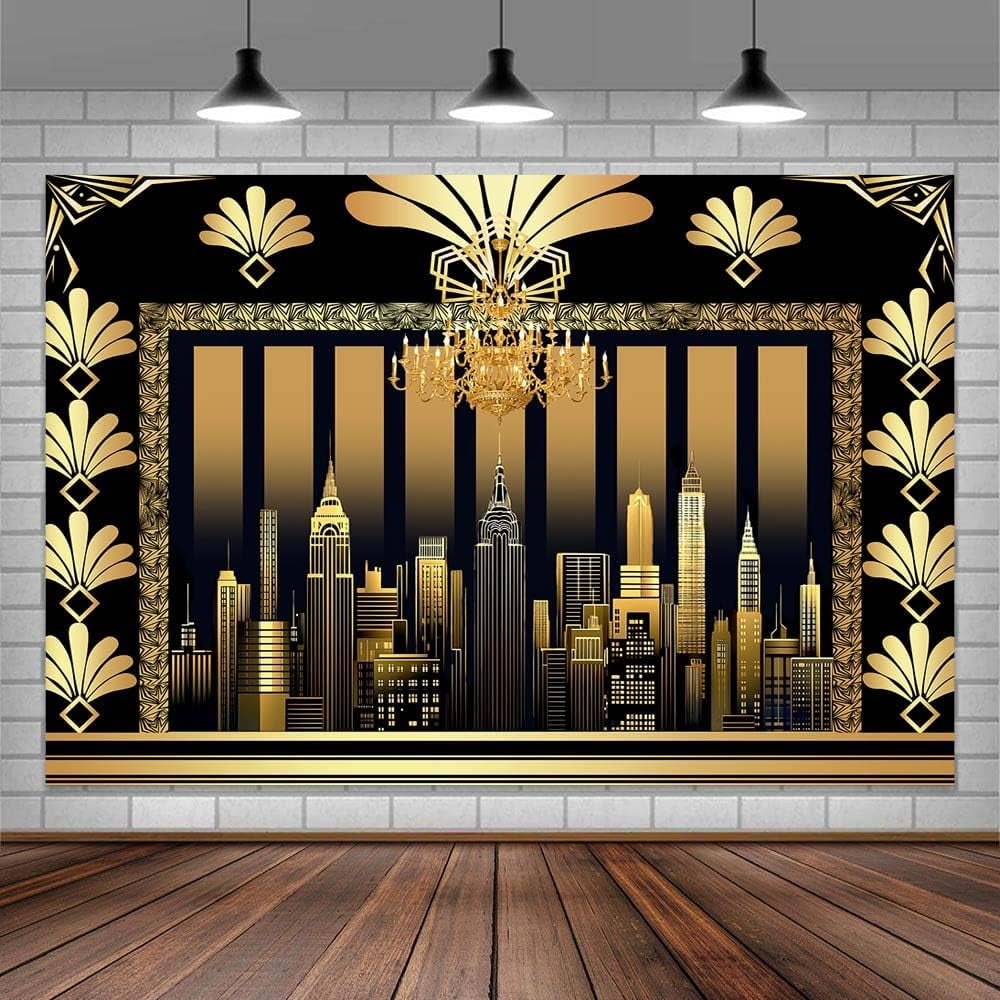 Roaring 20's 20s Themed Backdrop Vintage Dance Black Gold Art Event ...