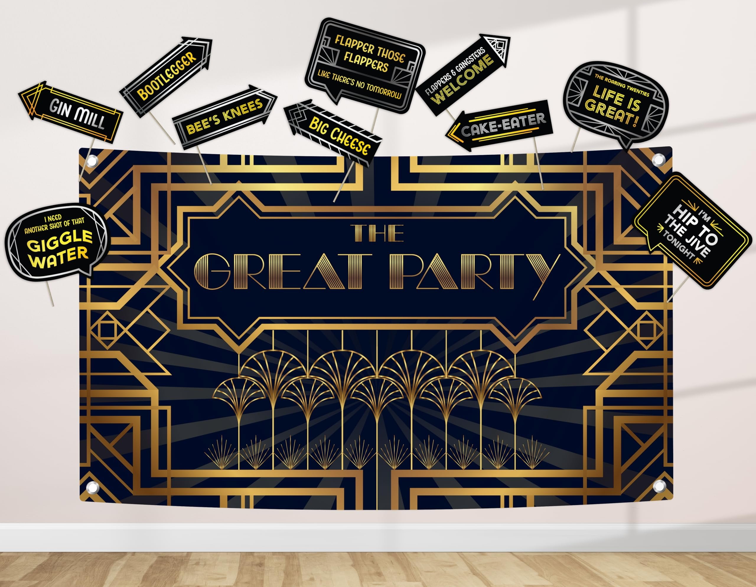 Roaring 20s Great Gatsby Decoration Kit - Includes Photography Backdrop ...
