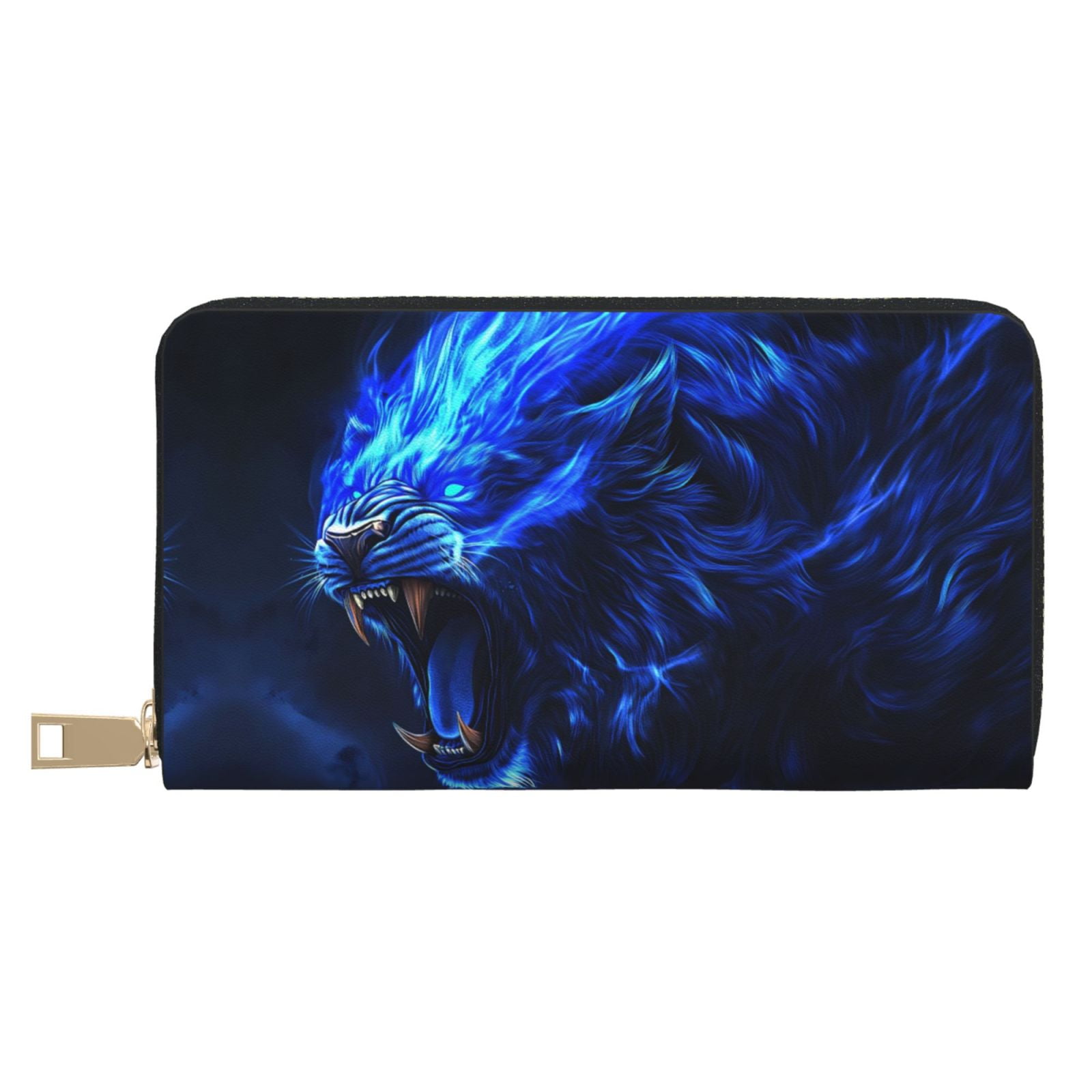 Roaring Blue Lion Flame Wallet Women, Leather Bifold Multi Card Wallet ...