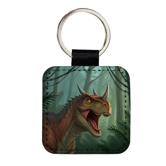 Roaring Carnotaurus Dinosaur Faux Leather Square Keychain - Walmart.com