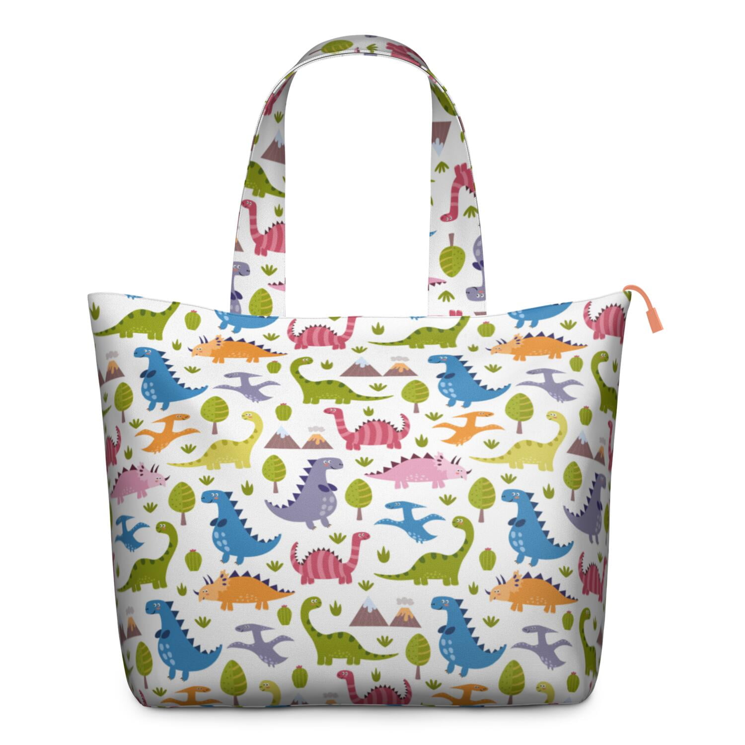 Roaring Dinosaur in Nature Travel Tote, Watercolor Baby Dinosaur Print ...
