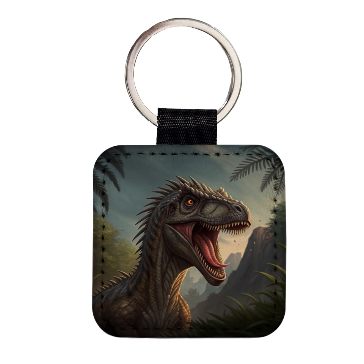 Roaring Eoraptor Dinosaur Scary Faux Leather Square Keychain - Walmart.com