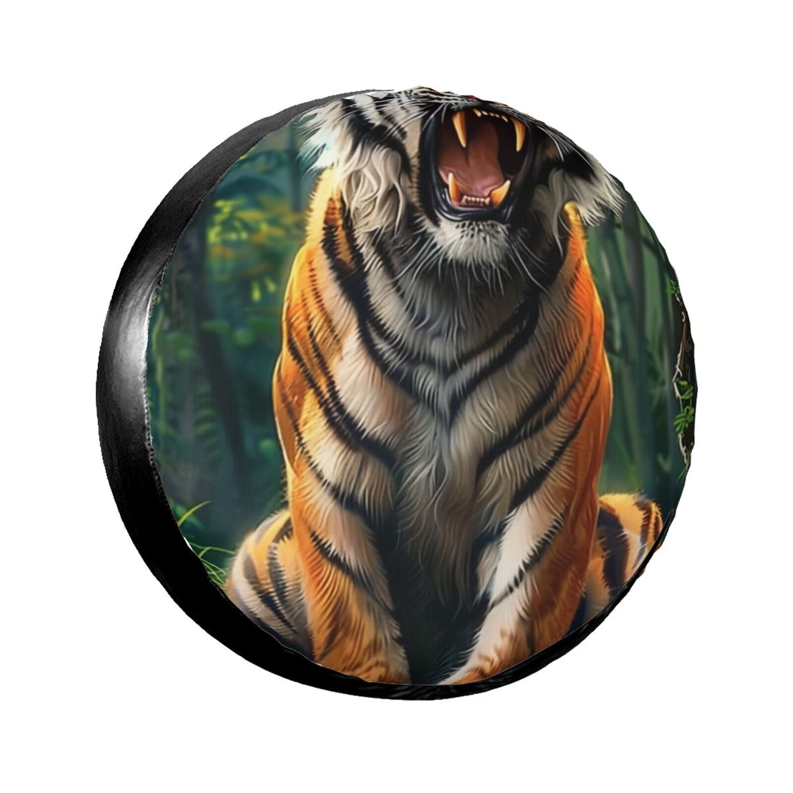 Roaring In Forest Setting Camping Spare Tire Cover Wheel Protector