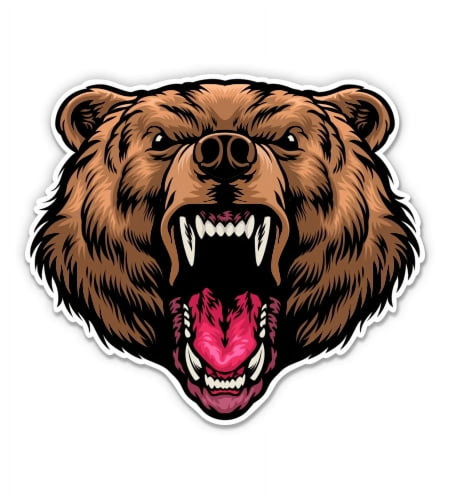 Roaring Grizzly Bear - 12" Vinyl Sticker Waterproof Decal - Walmart.com