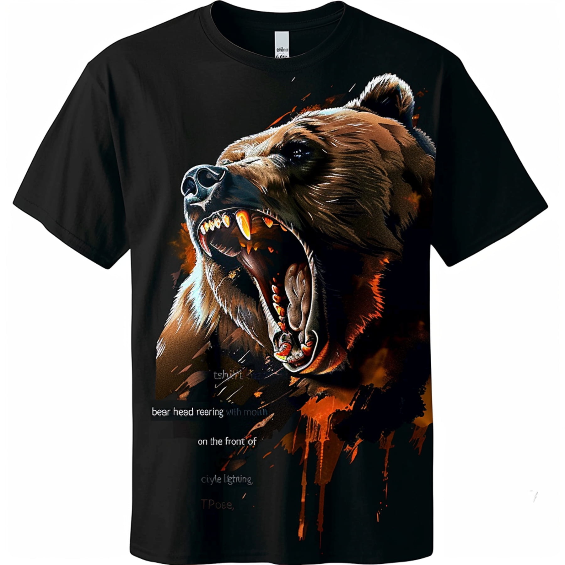 Roaring Grizzly Cinematic Bear Head TShirt Detailed Illustration with Cinematic Lighting and ...