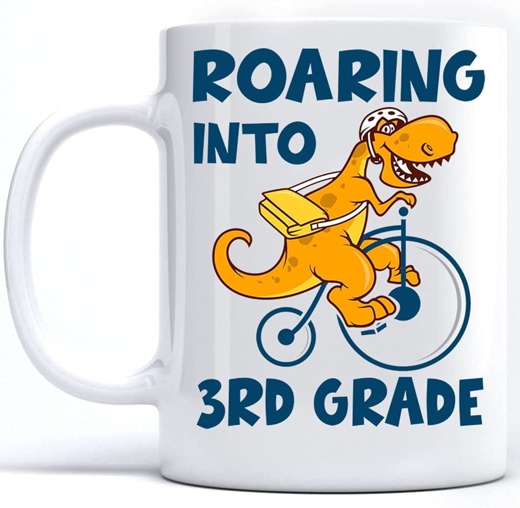 Roaring Into 3rd Grade Dinosaur Mug, Back to School Dinosaur Riding ...