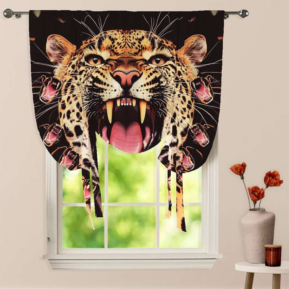 Roaring Leopard Snakes Surround Face Window Curtain for Living Room ...