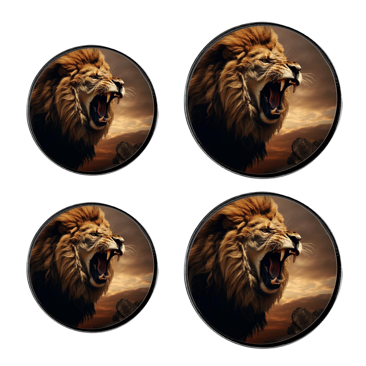 Roaring Lion Animal Against Stormy Sky Image Stove Burner Covers Set ...