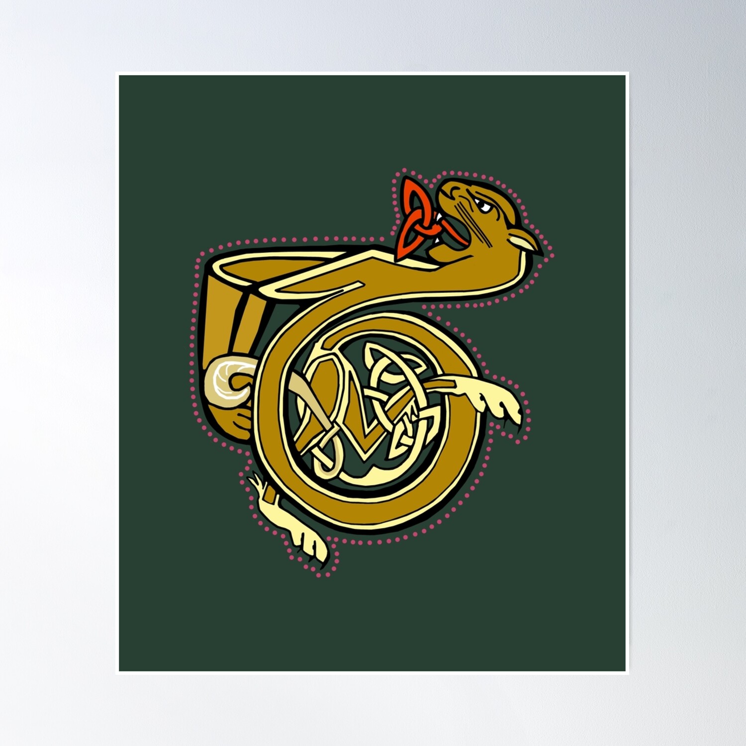 Roaring Lioness Medieval Letter T Poster Wall Art, Modern Wall Decor ...