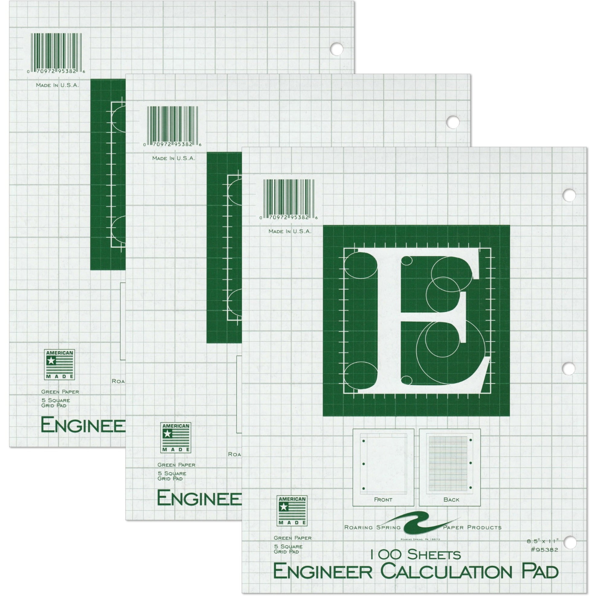 Roaring Spring Engineer Pad 8.5"x11" Green 3pk - Walmart.com