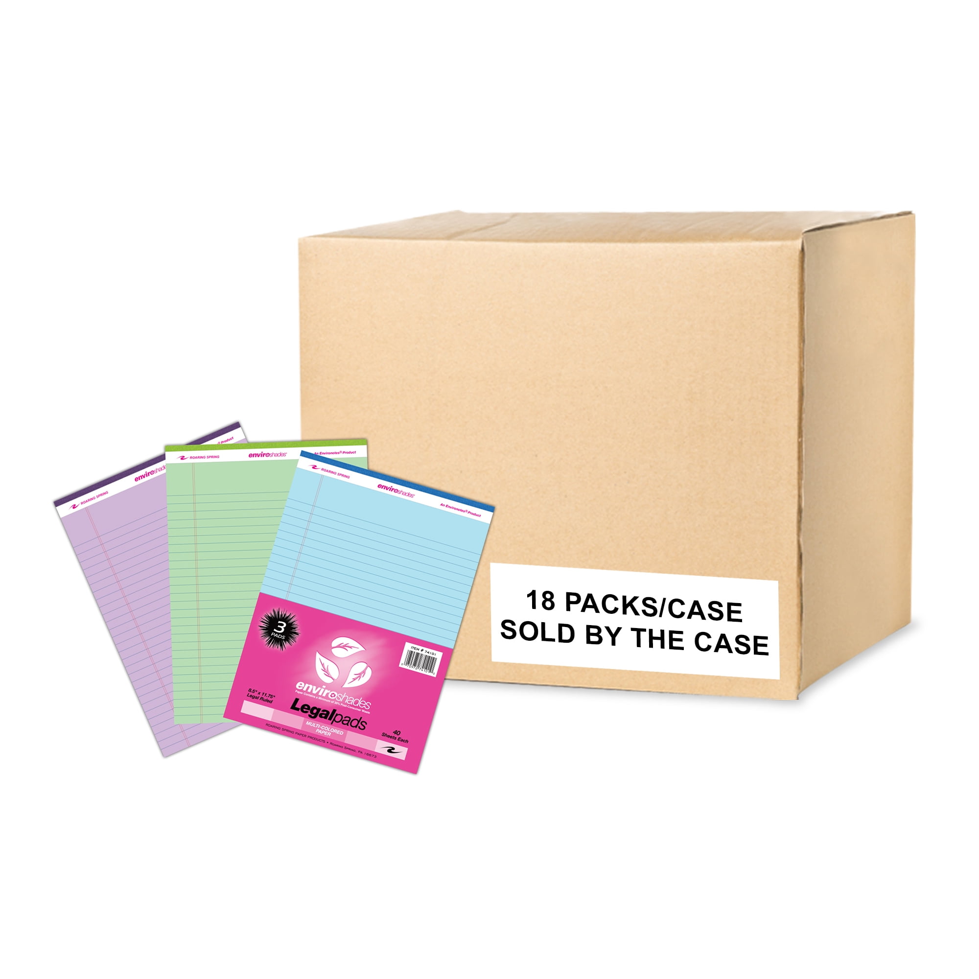 Roaring Spring Enviroshades Recycled Colored Legal Pads, Case of 54, 8. ...