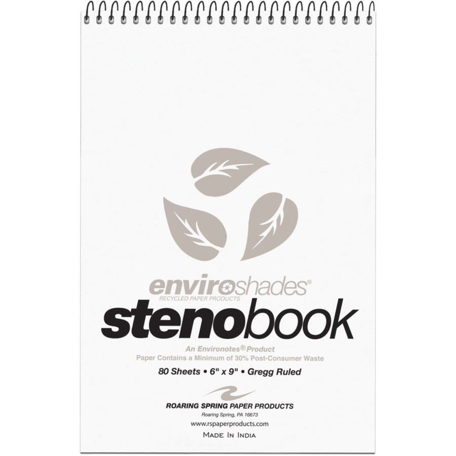 Roaring Spring Enviroshades Steno Notebook, 6' x 9', 80 Sheets/Pad ...