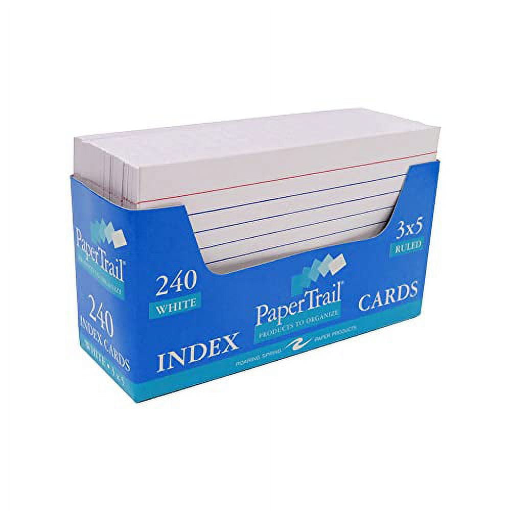 Roaring Spring Index Cards 3"x5", 240 Count, 100# White Ruled Paper, In Convent Tray Holder ...