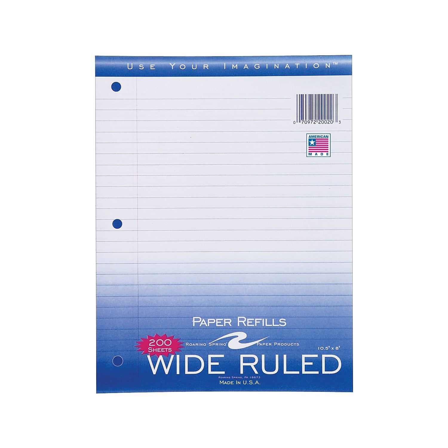 Roaring Spring Paper Products Wide Ruled Filler Paper 8" x 10.5" 3-Hole ...