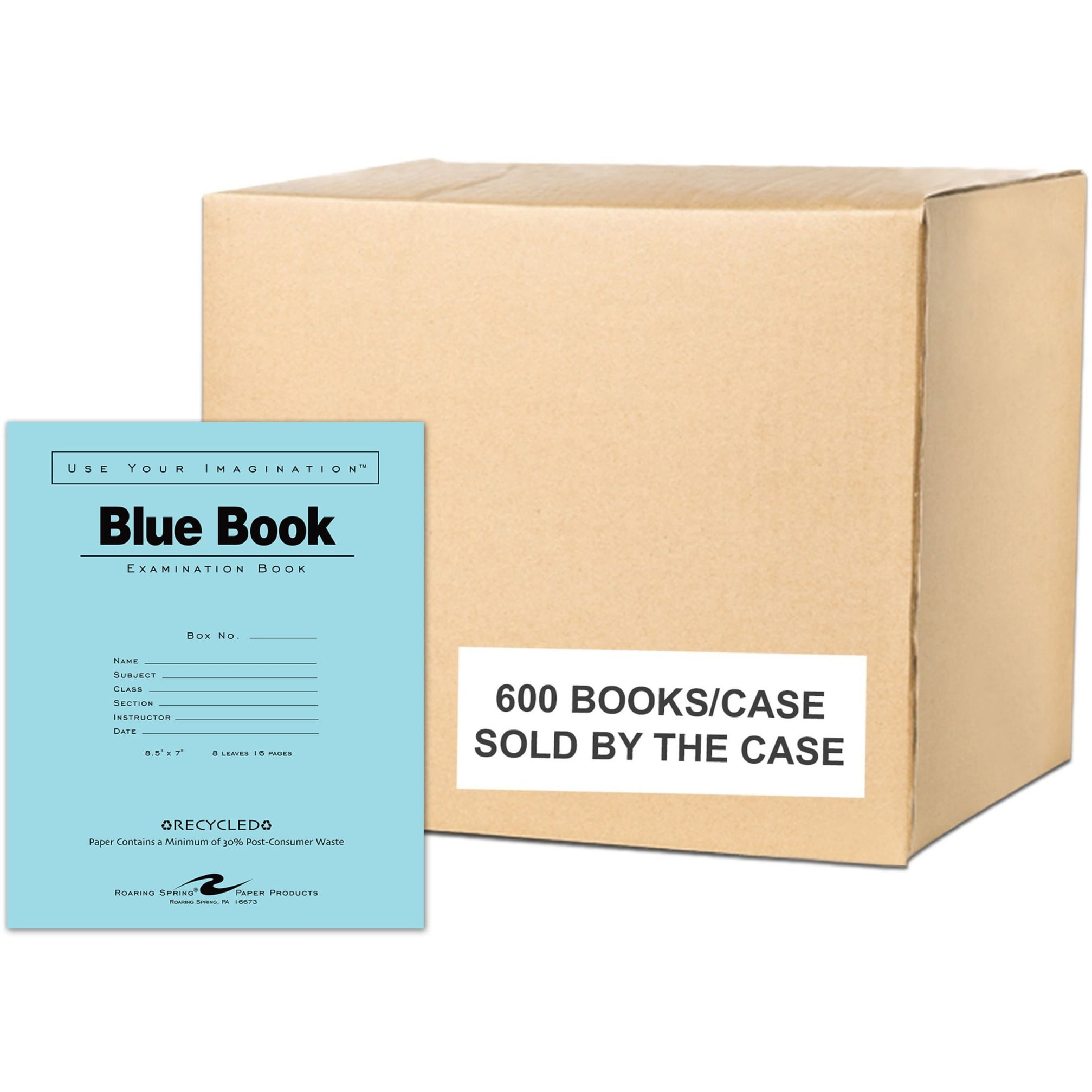 Roaring Spring Recycled Test Blue Exam Book, 1 Case (600 Total), Wide ...