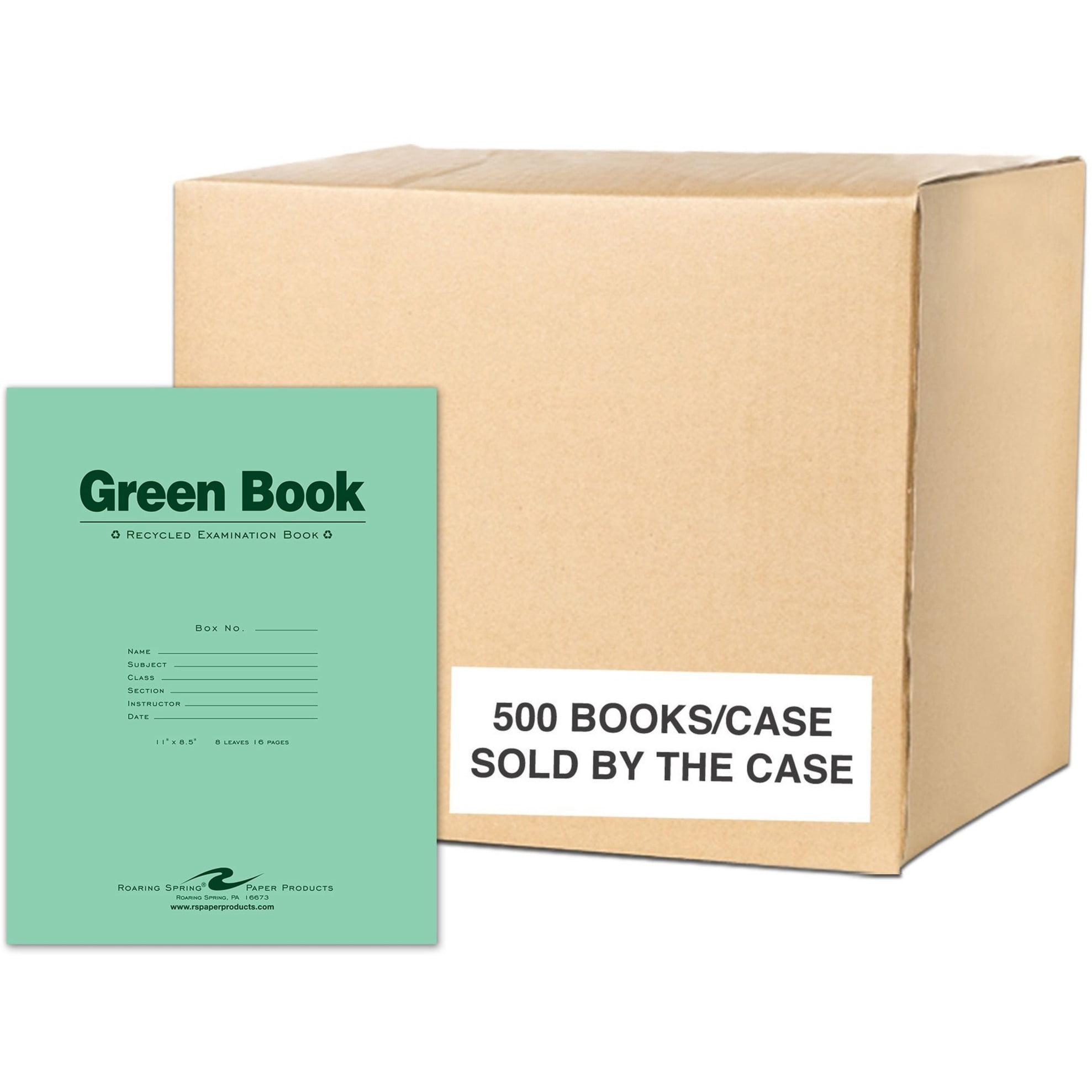 Roaring Spring Recycled Test Green Exam Book, 1 Case (500 Total), Wide ...