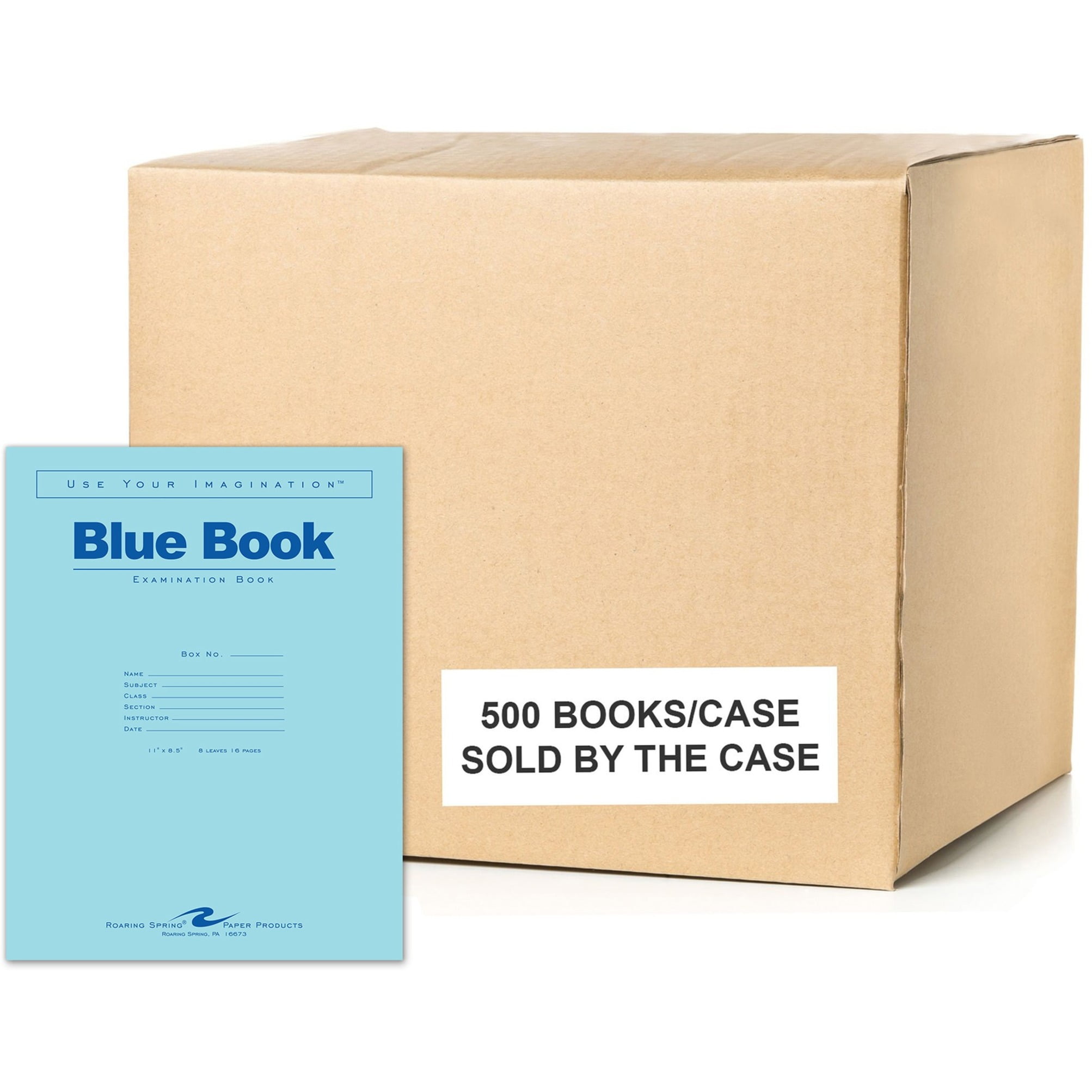 Roaring Spring Test Blue Exam Book, 1 Case (500 Total), Wide Ruled with ...