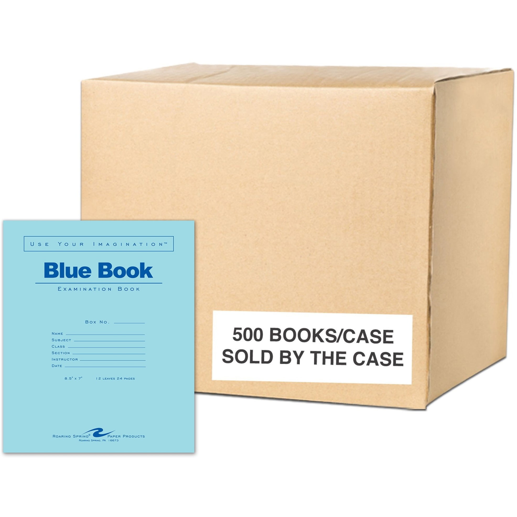 Roaring Spring Test Blue Exam Book, Wide Ruled with Margin, 1 Case (500 ...
