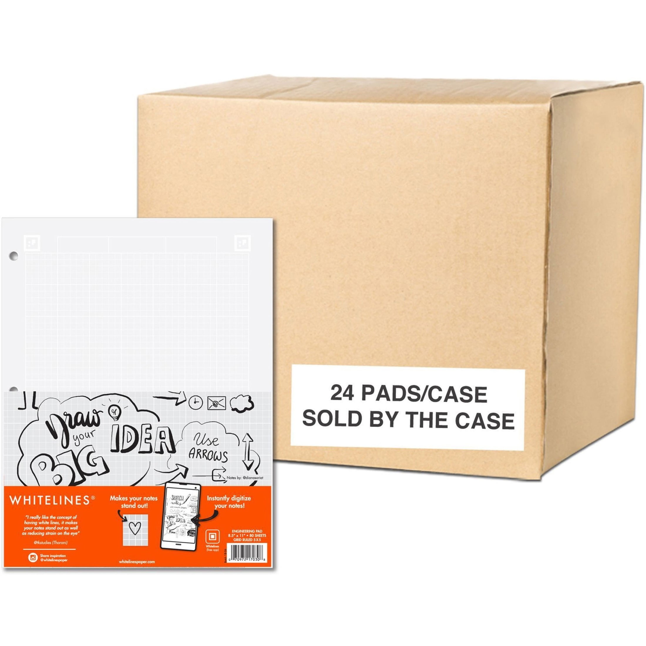 Roaring Spring Whitelines Premium Graph Ruled Engineering Pad, 1 Case ...