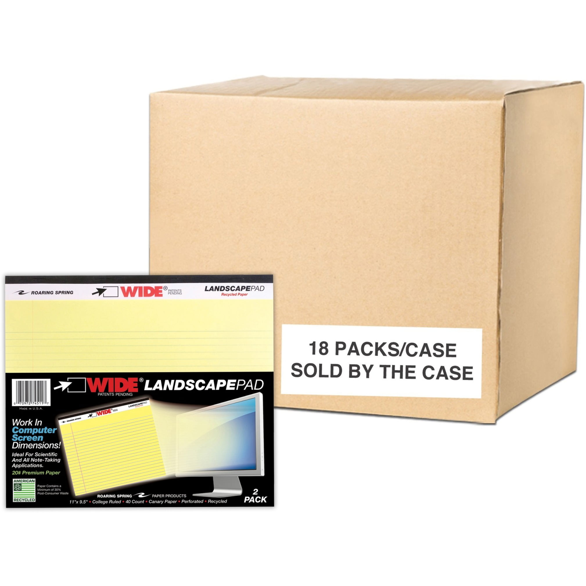 Roaring Spring Wide College Ruled Landscape Legal Pad, 1 Case (18 Total ...